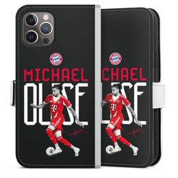DeinDesign iPhone 12 Pro Handy Klapph&uuml;lle Handyh&uuml;lle aus Kunst Leder wei&szlig; Flip Case Official Licensed Product Michael Olise Fc Bayern M&uuml;nchen Sideflip mit Lasche