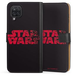 DeinDesign Galaxy A12 Handy Klapph&uuml;lle Handyh&uuml;lle aus Kunst Leder schwarz Flip Case Star Wars Logo Merchandise Sideflip mit langer Lasche