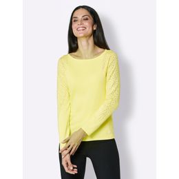 CREATION L PREMIUM Wit Damen 3/4 Arm-Pullover in Feinstrick-Qualit&auml;t, zitrone, Gr&ouml;&szlig;e 38