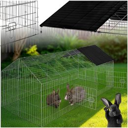 TecTake&reg; Freilaufgehege f&uuml;r Kaninchen, aus 12 Gitterelementen, 2 T&uuml;ren, 180 x 75 x 75 cm