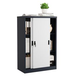 Vcm Metall B&uuml;roschrank H. 120 x B. 80 x T. 40 cm / Aktenschrank B&uuml;rom&ouml;bel f&uuml;r Ordner / Stahlschrank abschlie&szlig;bar / Schiebet&uuml;renschrank Malivo 3 fach mit Schiebet&uuml;ren