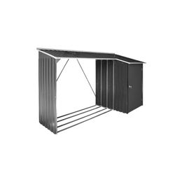 Duramaxx Duramax Metall Kaminholzregal mit Dach und Schuppen / Holzlager / Kaminholzunterstand Ma&szlig;e H. 161 x B. 272 x T. 108 cm