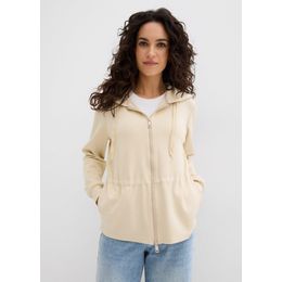 bonprix Kapuzen-Sweatjacke mit Elastik, beige, Viskose