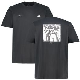 Gro&szlig;e Gr&ouml;&szlig;en Adidas T-Shirt mit Print auf Vorder- und R&uuml;ckseite Farbe schwarz Gr&ouml;&szlig;e: 4XL