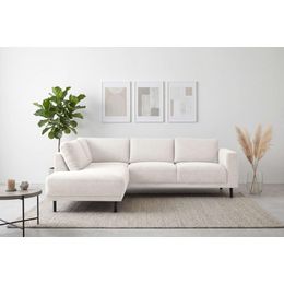 Ecksofa Home Affaire "Sveeva, L-Form, B.240 cm, schwarze Metallf&uuml;&szlig;e", creme, B:240cm H:78cm T:197cm, 100% PES, Sofas, Ecksofa, langlebiger Webstoff, mit Wellenunterfederung, viele Farben