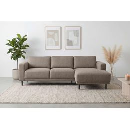 Ecksofa Home Affaire "Sveeva, L-Form, B.238 cm, schwarze Metallf&uuml;&szlig;e", braun, B:238cm H:78cm T:142cm, 100% PES, Sofas, Ecksofa, langlebiger Webstoff, mit Wellenunterfederung, viele Farben