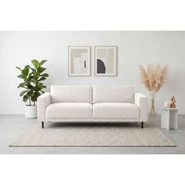 3-Sitzer Home Affaire "Sveeva, B.214 cm, schwarze Metallf&uuml;&szlig;e", creme, B:214cm H:78cm T:90cm, 100% PES, Sofas, langlebiger Webstoff, mit Wellenunterfederung, viele Farben