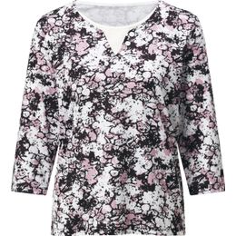 Damen 2-in-1-Shirt in formstabiler Jersey-Qualit&auml;t mauve-schwarz-bedruckt, Gr&ouml;&szlig;e 40