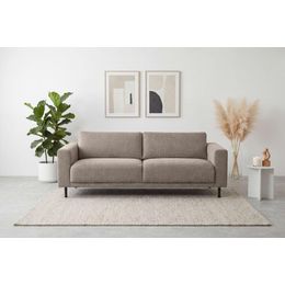 3-Sitzer Home Affaire "Sveeva, B.214 cm, schwarze Metallf&uuml;&szlig;e", braun, B:214cm H:78cm T:90cm, 100% PES, Sofas, langlebiger Webstoff, mit Wellenunterfederung, viele Farben