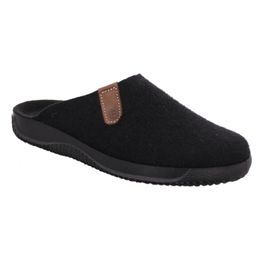 Rohde Herren Pantoffel "SOLTAU-H", Gr. 46, schwarz, Filz, meliert, Schuhe, Hausschuh, Schlappen, Clog mit seitlichem Label