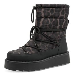 Tamaris Damen Winterboots, Gr. 38schwarz, leo, Lederimitat, Textil, animal-print, Schuhe, Plateau, Winterboots, mit hochwertiger Duo-Tex-Ausstattung