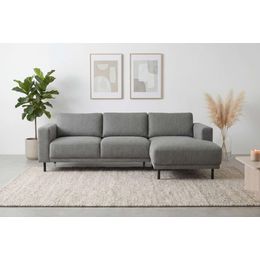 Ecksofa Home Affaire "Sveeva, L-Form, B.238 cm, schwarze Metallf&uuml;&szlig;e", taupe, B:238cm H:78cm T:142cm, 100% PES, Sofas, Ecksofa, langlebiger Webstoff, mit Wellenunterfederung, viele Farben