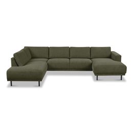 Wohnlandschaft OTTO HOME, B:310cm H:78cm T:197cmkhaki, 100% PES, Sofas, "Sveeva, U-Form, XXL, B.310 cm, schwarze Metallf&uuml;&szlig;e", langlebiger Webstoff,