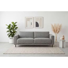 3-Sitzer Home Affaire "Sveeva, B.214 cm, schwarze Metallf&uuml;&szlig;e", taupe, B:214cm H:78cm T:90cm, 100% PES, Sofas, langlebiger Webstoff, mit Wellenunterfederung, viele Farben