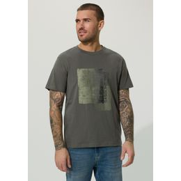 T-Shirt Street One MEN, Jungen, Gr. S (38), oil grau, Web, 100% Baumwolle, unifarben, comfort fit normal, Rundhals, abgesteppt, Shirts T-Shirt, mit Frontprint