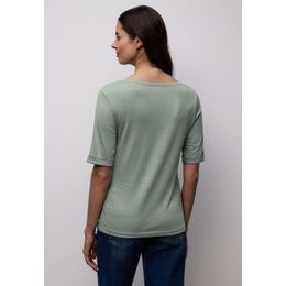 Street One Damen T-Shirt, gr&uuml;n, Gr. 38, unifarben, Web, 50% Modal, 50% Baumwolle, Shirts, mit V-Ausschnitt