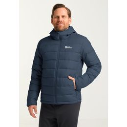 Daunenjacke Jack Wolfskin "ATHER DOWN HOODY M RDS", Herren, Gr. S (48), blau (midnightsky, schwarznavy), Obermaterial: 100% Polyester; F&uuml;llung: 90% Entendaune, 10% sonstige Fasern, Jacken Daunenjacke