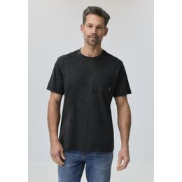 Street One MEN Herren T-Shirtbasic schwarz, Gr. M, unifarben, Web, 100% Baumwolle, Shirts, mit Brusttasche