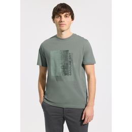 Street One MEN Herren T-Shirtdusty mint, Gr. L, unifarben, Web, 100% Baumwolle, Shirts, mit Frontprint
