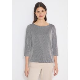 3/4-Arm-Shirt Cecil, Damen, Gr. M (40), universal blau, Stoff, 53% Viskose, 41% Polyester, 6% Elasthan, gestreift, comfort fit normal, U-Boot-Ausschnitt, abgesteppt, Shirts 3/4-Arm-Shirt, mit U-Boot-Ausschnitt