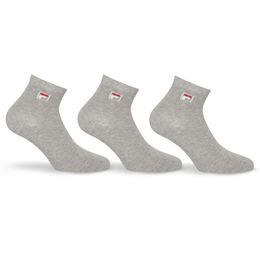 Fila Damen Kurzsocken "UNISEX QUARTER PLAIN SOCKS", Gr. 35, grau, Baumwollmischung, meliert, unifarben, Socken, mit eingestrickem Logo