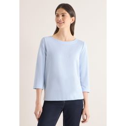 Cecil Damen 3/4-Arm-Shirtcloud blau, Gr. XXL, gestreift, Stoff, 53% Viskose, 41% Polyester, 6% Elasthan, Shirts, mit U-Boot-Ausschnitt