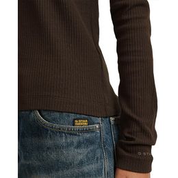 G-Star Raw G-STAR Damen T-Shirt "2 Way Slim Rib T-Shirt", braun, Gr. L, Obermaterial: 95% Baumwolle, 5% Elasthan, Shirts