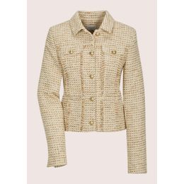Madeleine Mode MADELEINE Damen Jackenblazer "Tweedblazer Baumwolljacke mit Fransendetails"perlwei&szlig;, macchiato, multicolor, Gr. 38, Obermaterial: 85% Baumwolle CO.