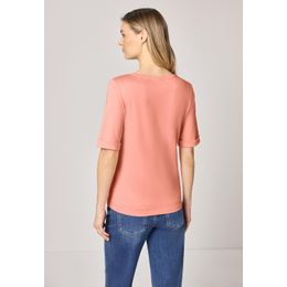 Street One Damen T-Shirt, rosa, Gr. 36, unifarben, Web, 50% Modal, 50% Baumwolle, Shirts, mit V-Ausschnitt