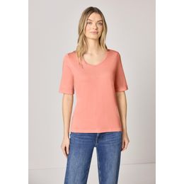 Street One Damen T-Shirt, rosa, Gr. 36, unifarben, Web, 50% Modal, 50% Baumwolle, Shirts, mit V-Ausschnitt
