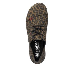 Rieker Damen Schn&uuml;rschuh, Gr. 38, braun, Lederimitat, animal-print, Schuhe, Sneaker, Halbschuh, Casual-Schn&uuml;rer mit weicher Innensohle