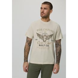 Print-Shirt Street One MEN, Jungen, Gr. L (42), sandwei&szlig;, Web, 100% Baumwolle, bedruckt, comfort fit normal, Rundhals, normaler Saum, Shirts, mit Frontprint