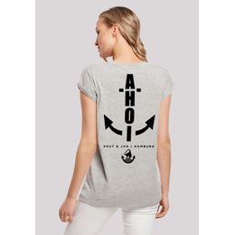 F4NT4STIC Damen T-Shirt "Ahoi Anker Knut & Jan Hamburg", grau, Gr. XS, Obermaterial: 100% Baumwolle, Shirts, Print