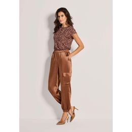 Madeleine Mode MADELEINE Damen Stoffhose "Satinhose Stoffhose mit Schlupfbund", braun, Modern, Gr. 20, Obermaterial: 100% Polyester PES., Hosen, Elastische