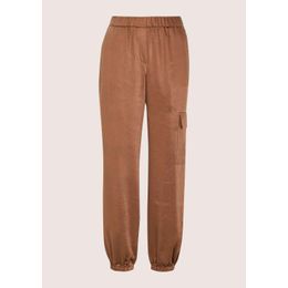 Madeleine Mode MADELEINE Damen Stoffhose "Satinhose Stoffhose mit Schlupfbund", braun, Modern, Gr. 21, Obermaterial: 100% Polyester PES., Hosen, Elastische