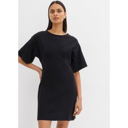 bonprix Shirtkleid aus reiner Baumwolle, schwarz, mit Baumwolle