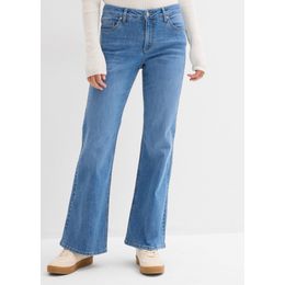 bonprix Flared-Jeans Mid Waist, blau, mit Baumwolle