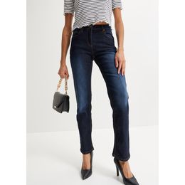 bonprix Straight Jeans Mid Waist Stretch, blau, mit Baumwolle