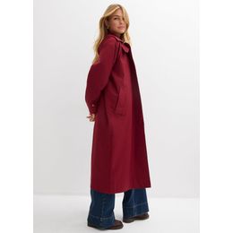 bonprix Trenchcoat mit Laschen, rot, Gr.46, Weit geschnittener Trenchcoat mit gerader Silhouette, breitem hochklappbarem Kragen und verstellbaren &Auml;rmelaufschl&auml;gen