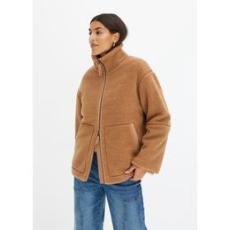 bonprix Gef&uuml;tterte Teddy-Fleece Jacke, braun