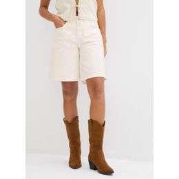 bonprix Jeans-Bermuda Mid Waist, beige, mit Baumwolle