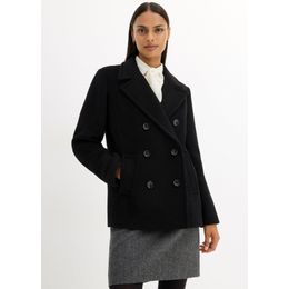 bonprix Cabanjacke aus Wolle, schwarz, Gr.38, moderne Cabanjacke aus w&auml;rmendem Wollmix in Premium Qualit&auml;t, aus Wolle