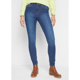 bonprix Skinny Jeans Mid Waist Stretch, blau, mit Baumwolle