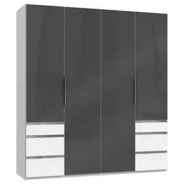 Kleiderschrank wimex "Level by fresh to go", wei&szlig; (wei&szlig;, grauglas), B:200cm H:216cm T:58cm, Schr&auml;nke, Kleiderschrank Dreht&uuml;renschrank, mit vollfl&auml;chigen Glast&uuml;ren