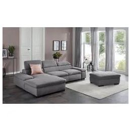 Ecksofa Home Affaire "Alberto L-Form", grau (steel), B:286cm H:73cm T:174cm, 100% Polyester;Luxus-Microfaser ALTARA NUBUCK (100% Polyester);Luxus-Microfaser weich (90% Polyester, 10% Polyamid);Microfaser Antiklederoptik, Sofas, Ecksofa, mit Kopfteilverstellung, wahlweise mit Bettfunktion