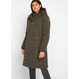 bonprix Steppmantel 2-in-1 Optik, gr&uuml;n, Gr.34, Trendiger Steppmantel mit Lederimitat Zeichen am &Auml;rmel