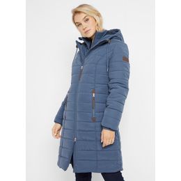 bonprix Steppmantel 2-in-1 Optik, blau, Gr.34, Trendiger Steppmantel mit Lederimitat Zeichen am &Auml;rmel