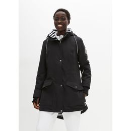 bonprix wasserdichte Funktions-&Uuml;bergangsjacke, schwarz, Gr.54, Regenjacke mit Tunnelzug, A-f&ouml;rmig