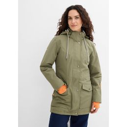 bonprix wasserdichte Funktions-&Uuml;bergangsjacke, gr&uuml;n, Gr.48, Regenjacke mit Tunnelzug, A-f&ouml;rmig
