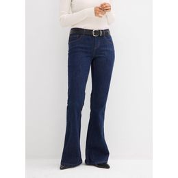 bonprix Flared-Jeans Mid Waist, blau, mit Baumwolle